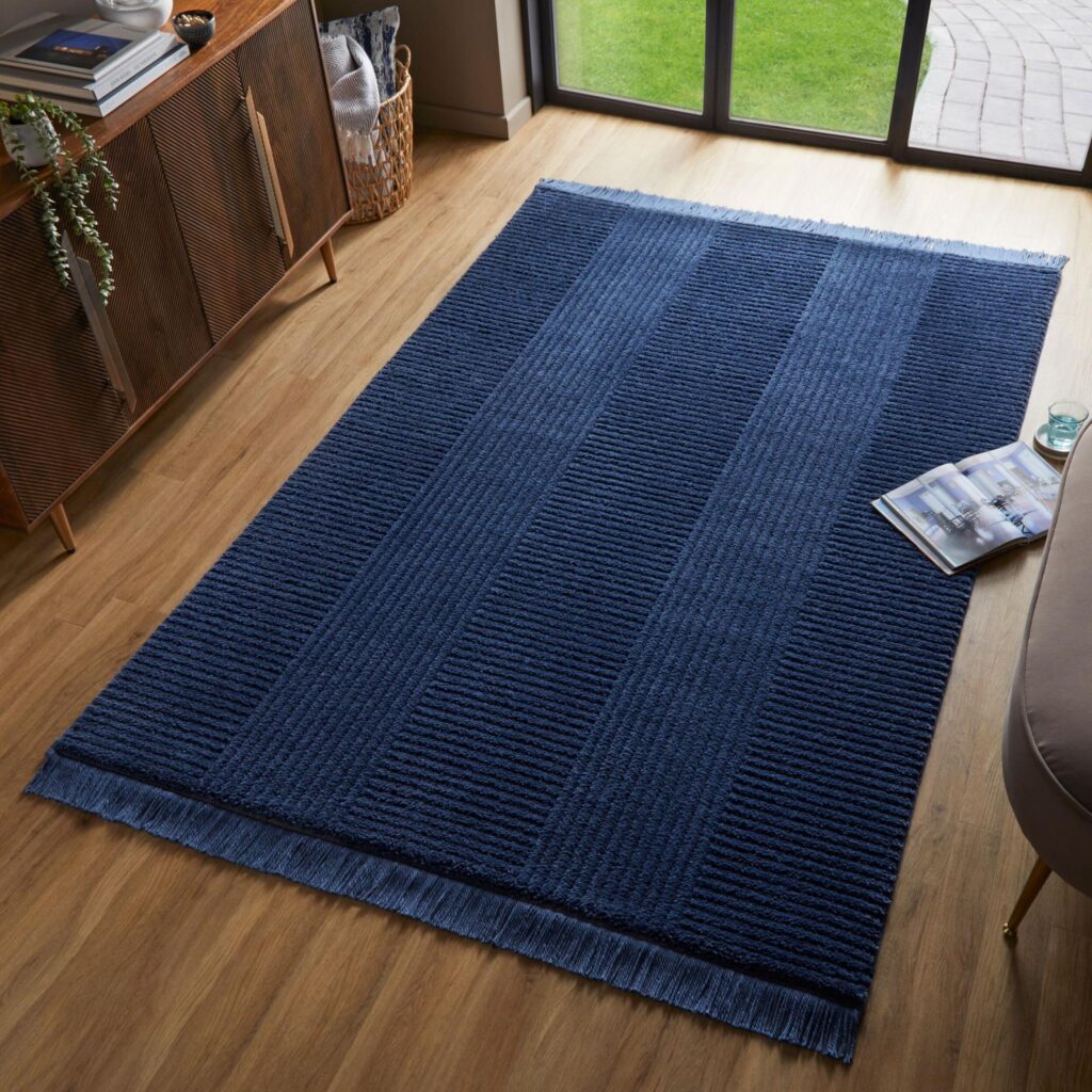 Navy Tasseled Rug – BR Modern Interiors